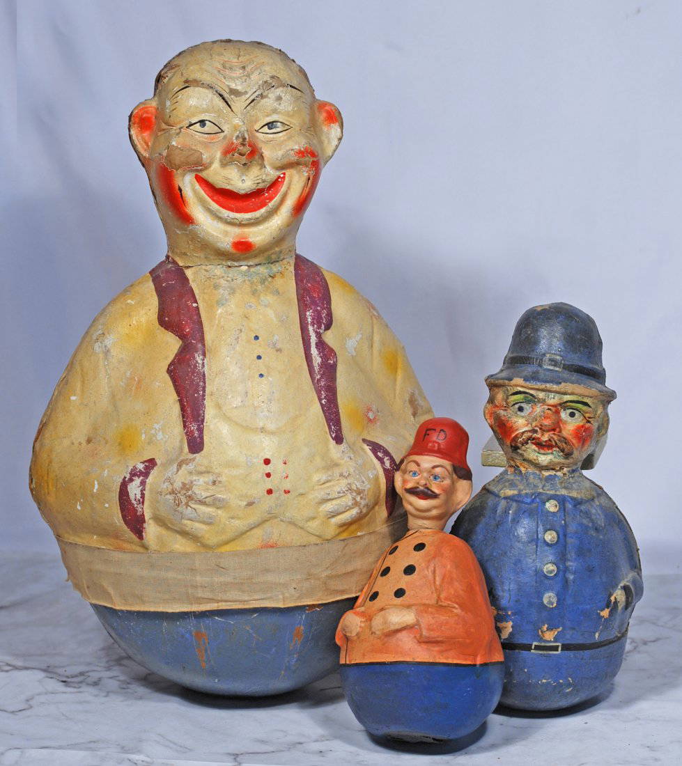 Three Antique Roly-dolly Characters. Auction