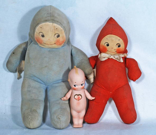 Two Cuddle Kewpies And One Bisque Kewpie.