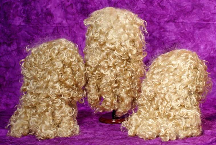 Three French Style Long Mohair Doll Wigs Size 15 16