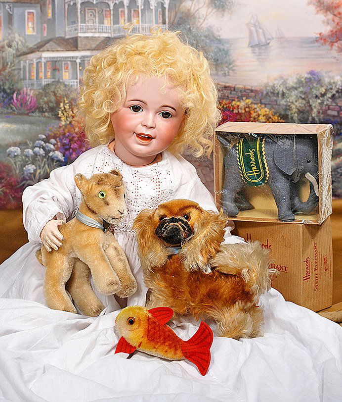 Group Of Steiff Animals.includes:6” Mohair Lamb With