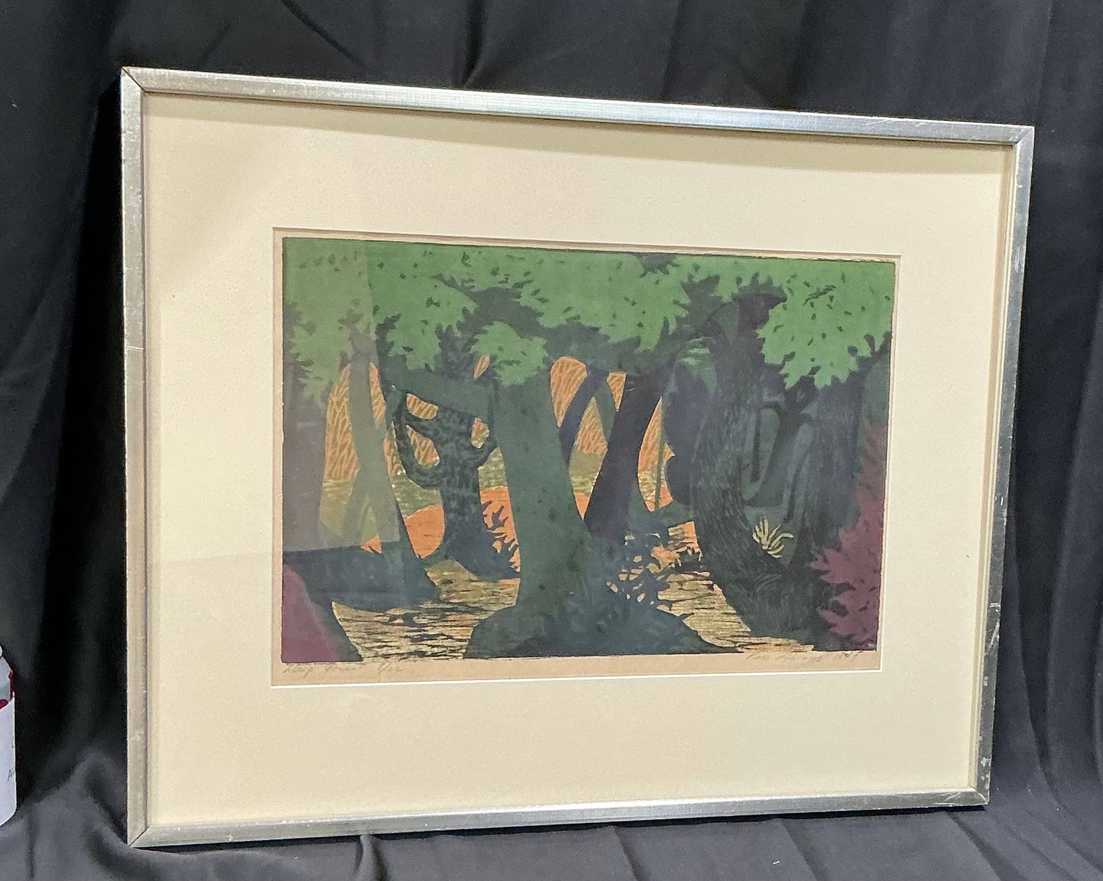Ross Abrams "deep Forest" 1949 Hand-colored Woodcut Auction
