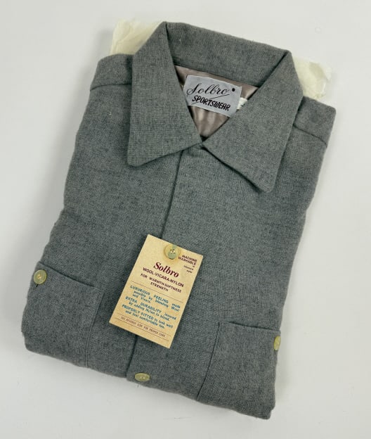 Vintage 1950s Grey Wool Loop Collar Shirt Auction