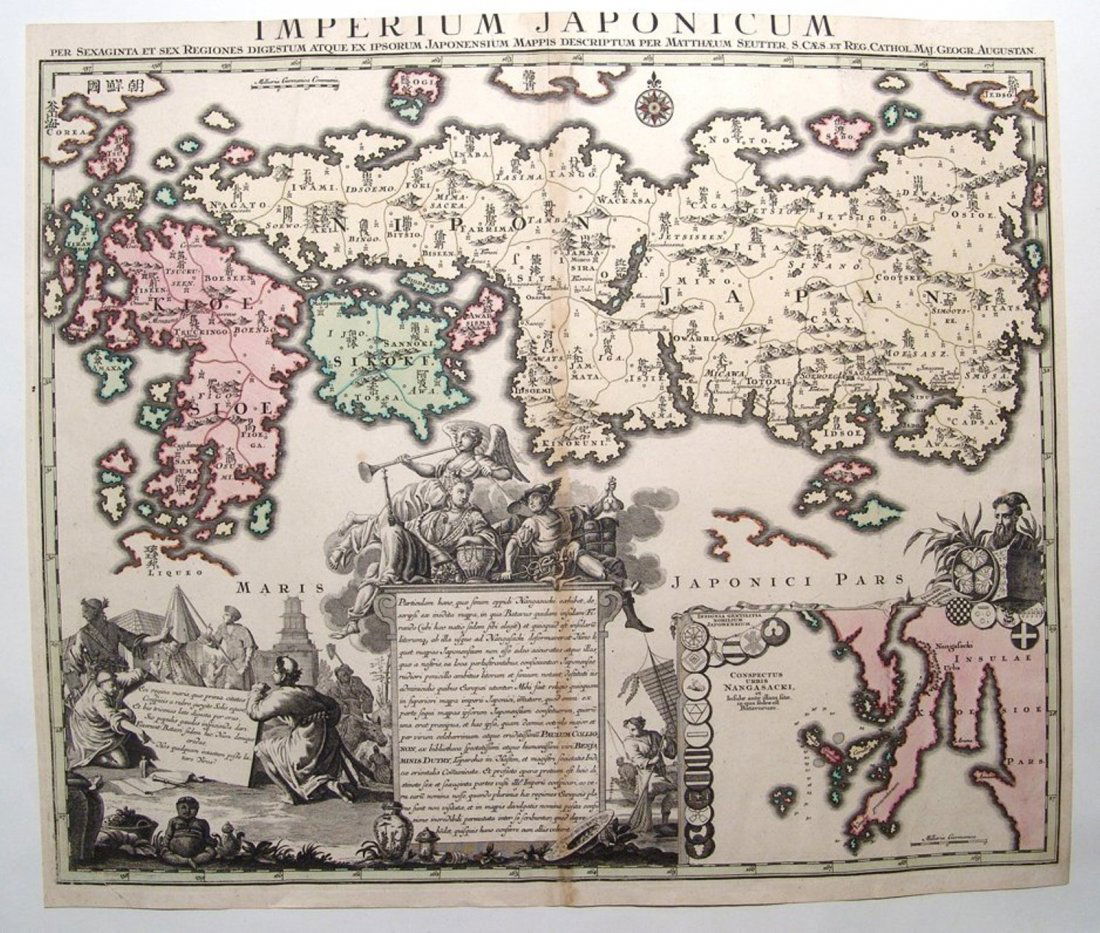 Large And Impressive 18th C. Map Of The Empire Of Japan