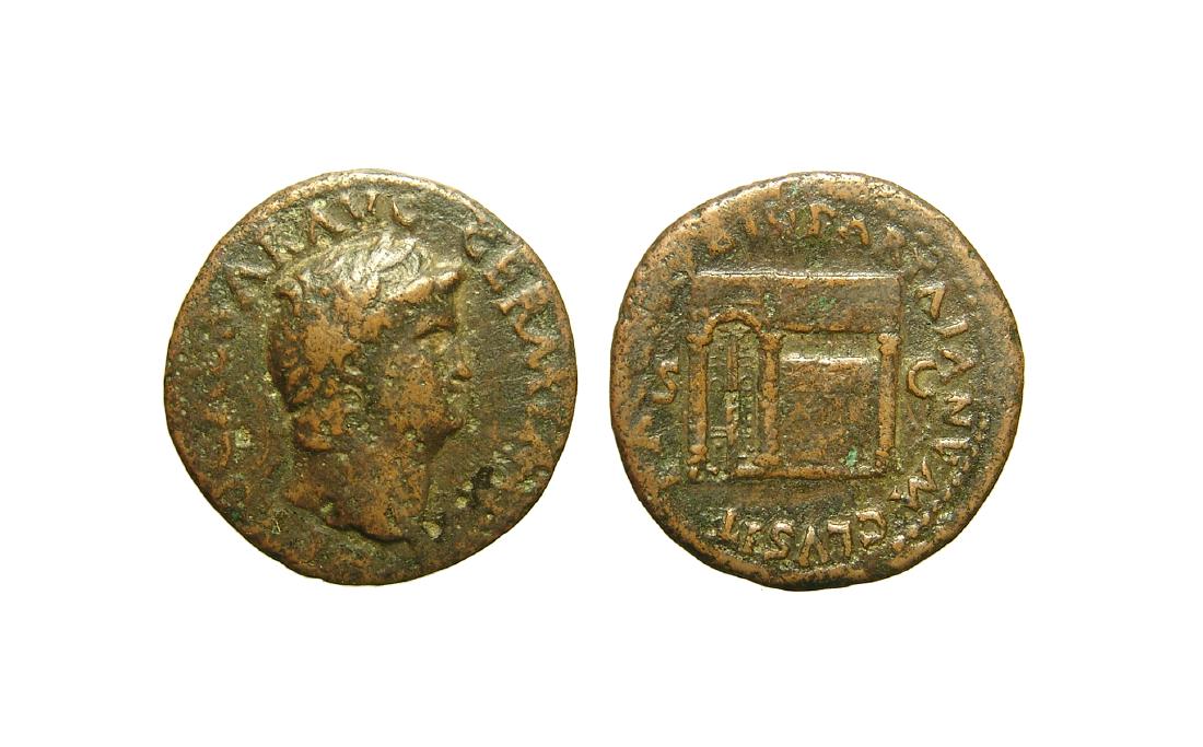 A Roman bronze coin of emperor Nero
