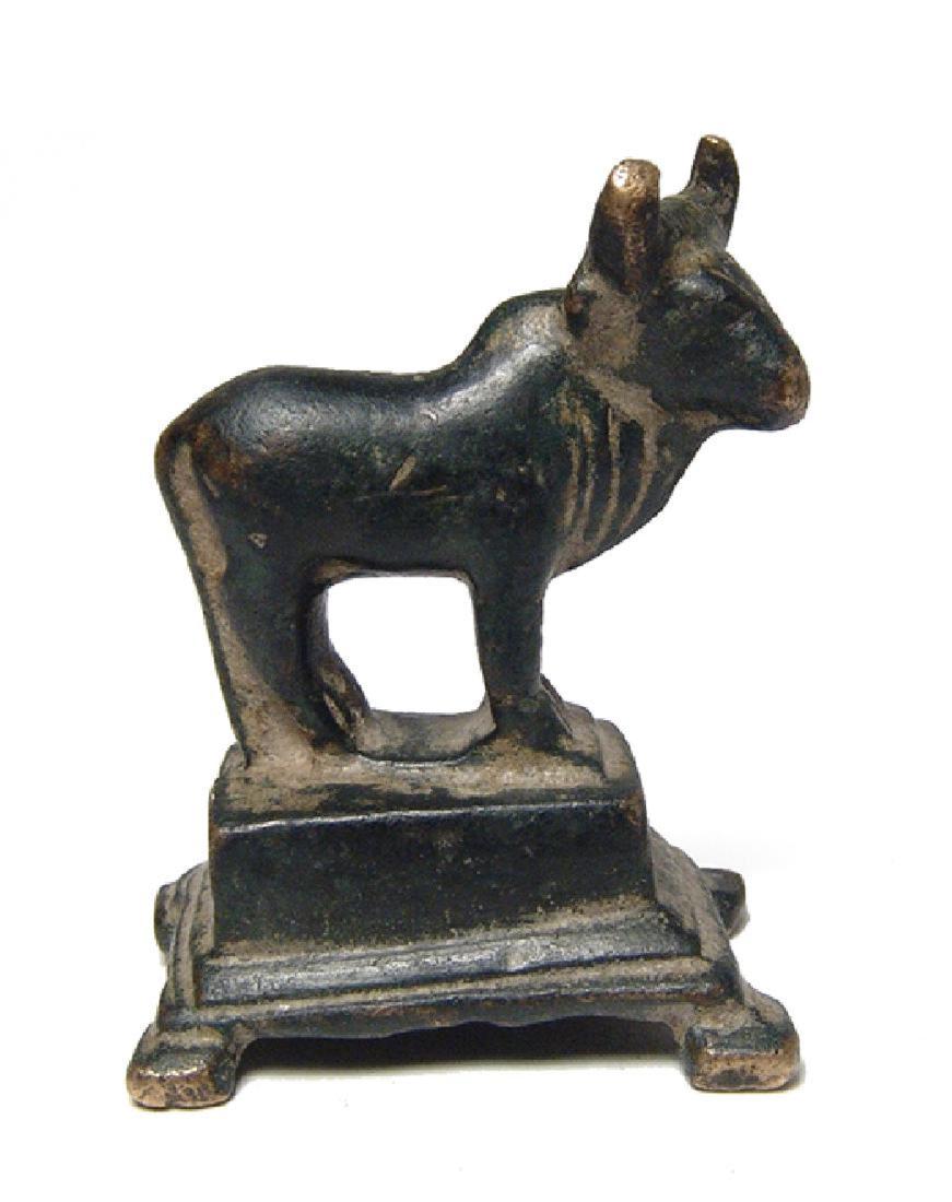 A very nice Roman bronze humped bull on raised base