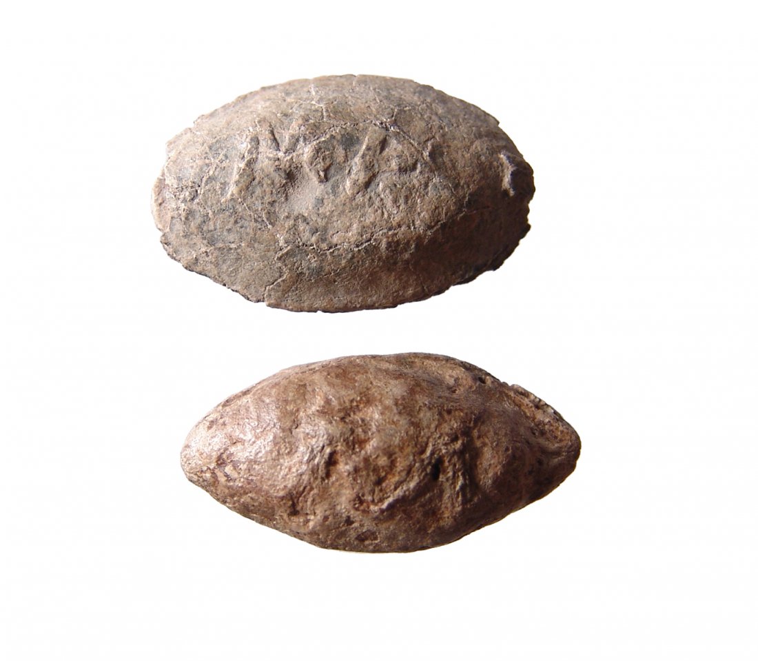 A pair of Roman lead sling bullets