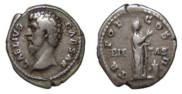 Roman Empire. Aelius Caesar, Ar Denarius. Pietas