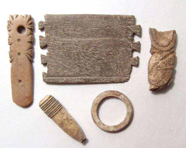 A Lot Of 5 Roman Bone Spindle Whorls