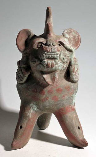 A Rare Aztec Mixtec Jaguar Deity Vessel