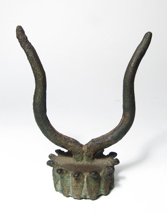 Egyptian Bronze Crown With A Modius Of Uraei