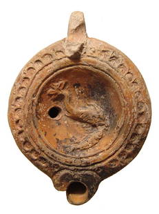 Roman Ceramic Oil Lamp Depicting Artemis