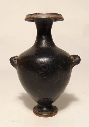 A Miniature Greek Black Glazed Hydria Vessel