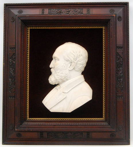 Marble Relief Bust, President Garfield, 1882 Pike