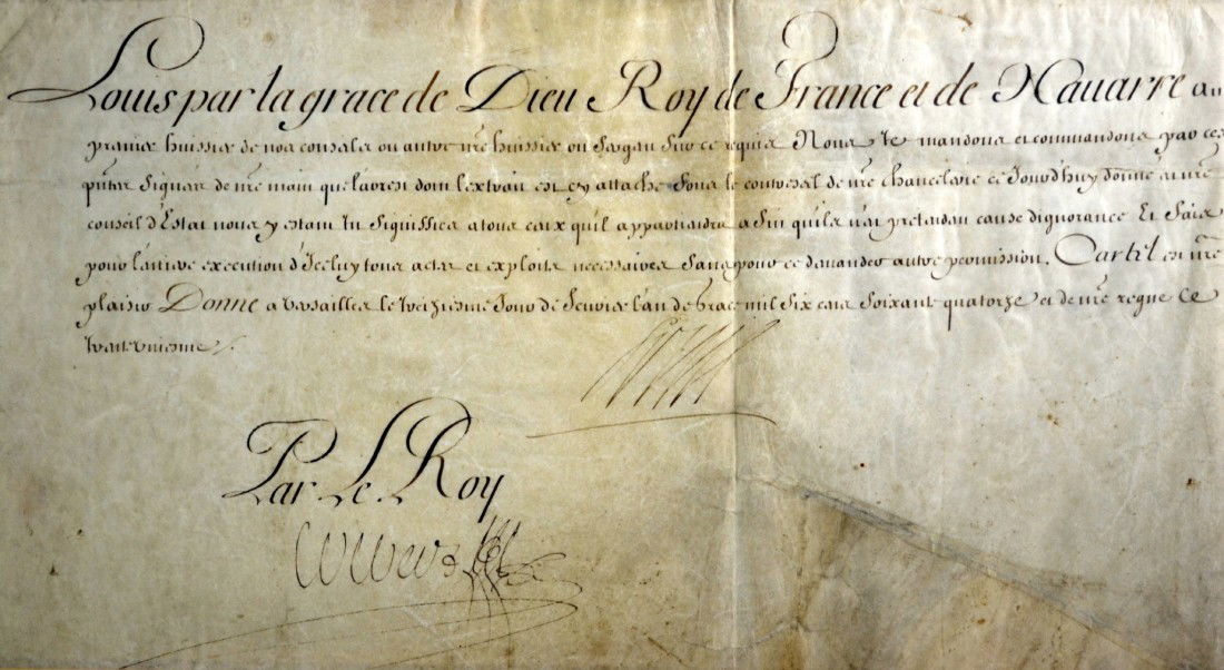 623: Signatures on parchment, Colbert & King Louis XIV