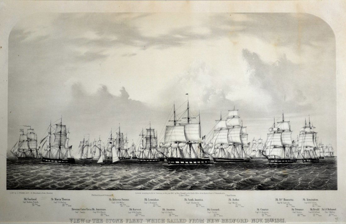 Lithograph, View Of The Stone Fleet, 1862