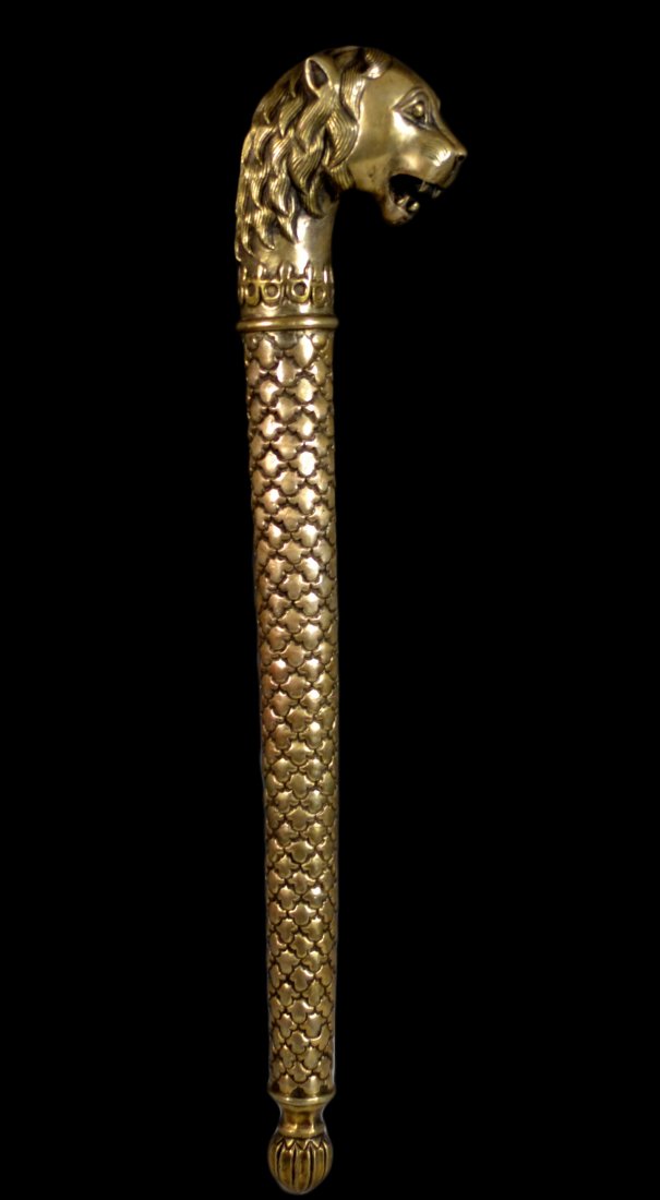 Scepter with lions head, nickel silver, Persian?