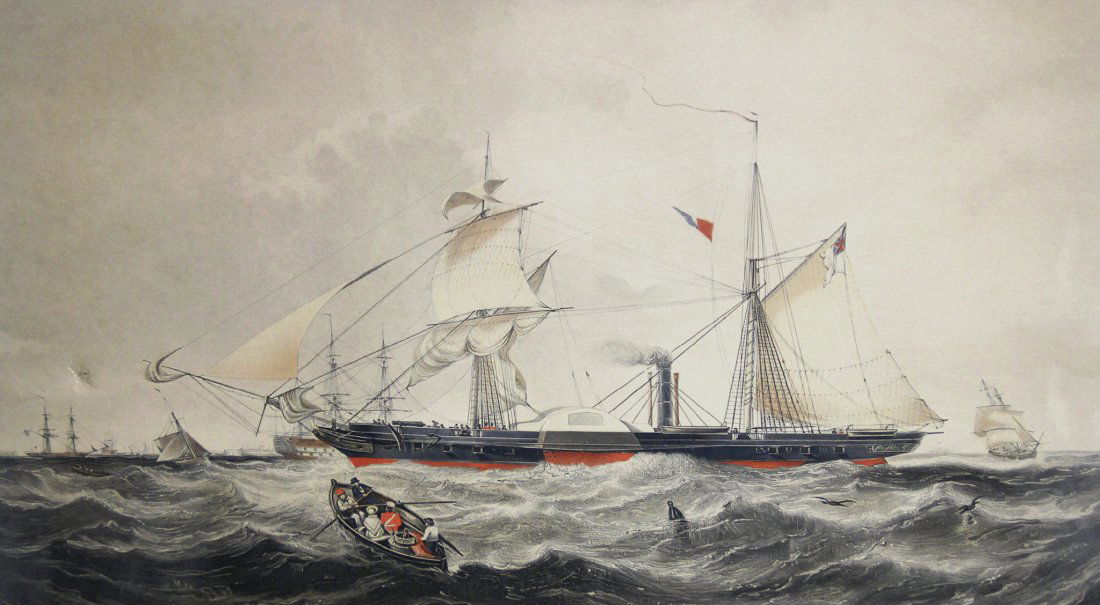 Steam Frigate Cyclops, Engraving, Early 19th C.
