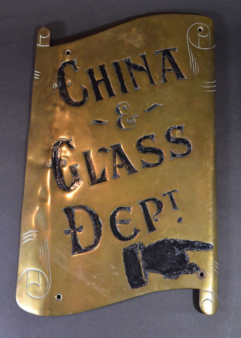 Dept Store Sign Brass, Circa 1910