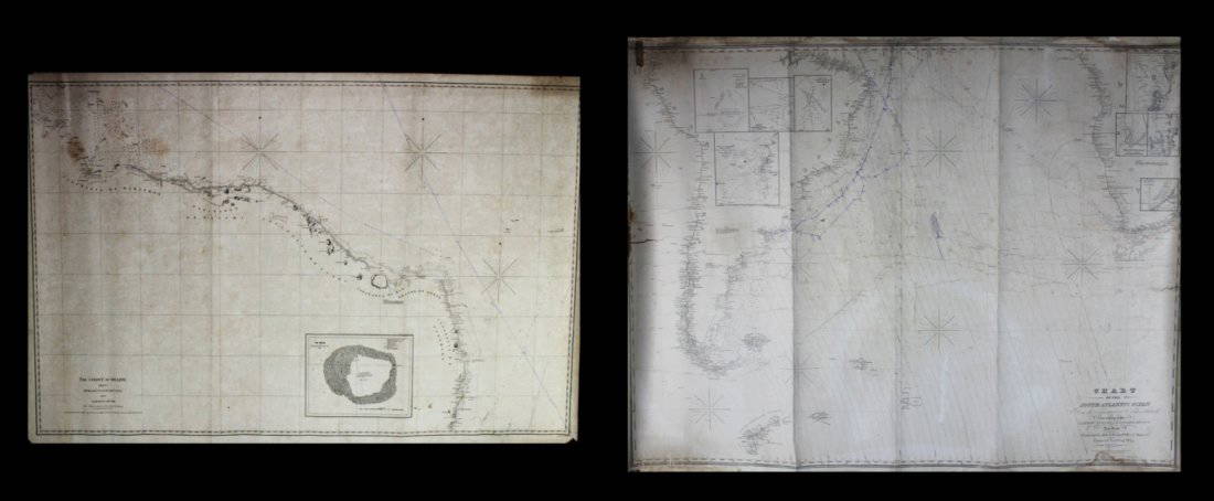 Whaler's Chart By Blunt, S. Atlantic Plus Brazil
