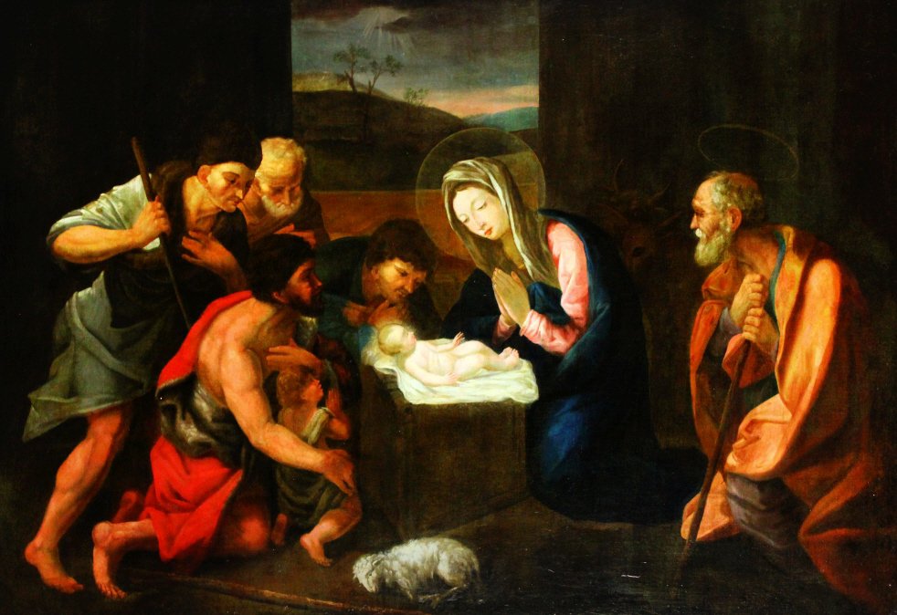 O/C Nativity Scene, Follower Guido Reni, 17th C