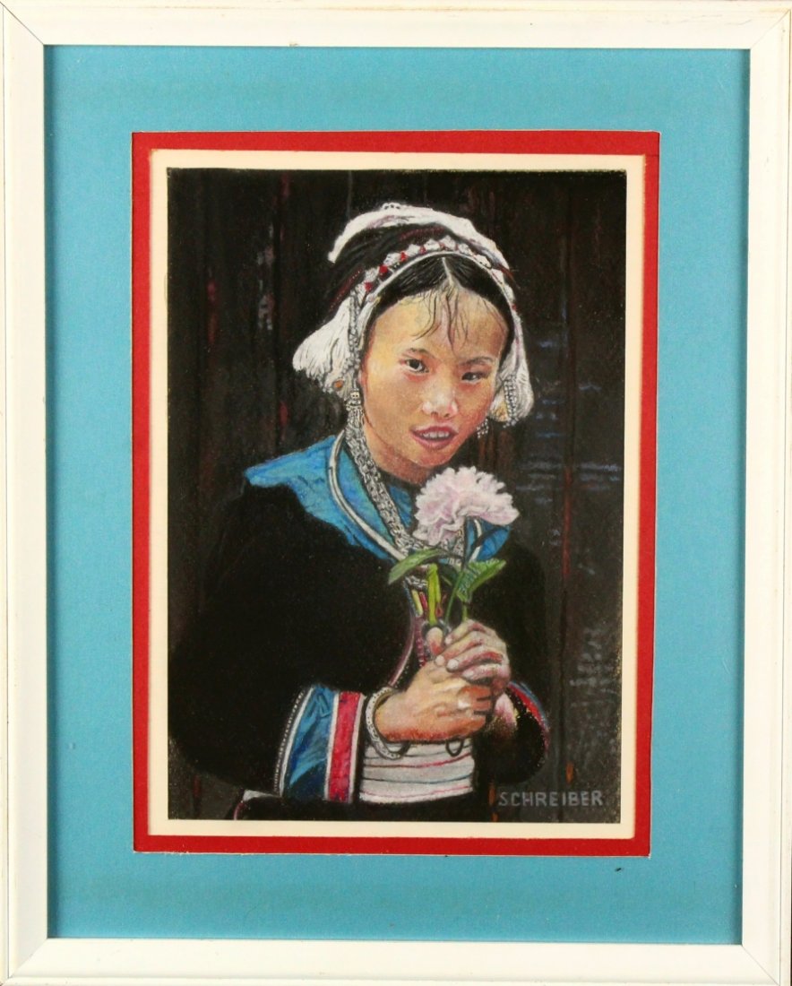 P/P 'Chinese Girl w/Flower' by Herman Schreiber