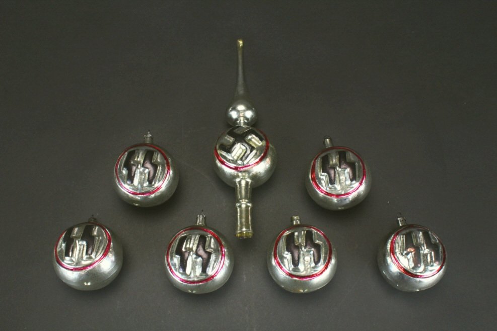 Nazi Tree Ornaments (6) and Tree Topper