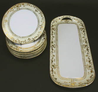 Vintage Hand Painted Nippon Tea Set With Serving Tray, Blue & White ...