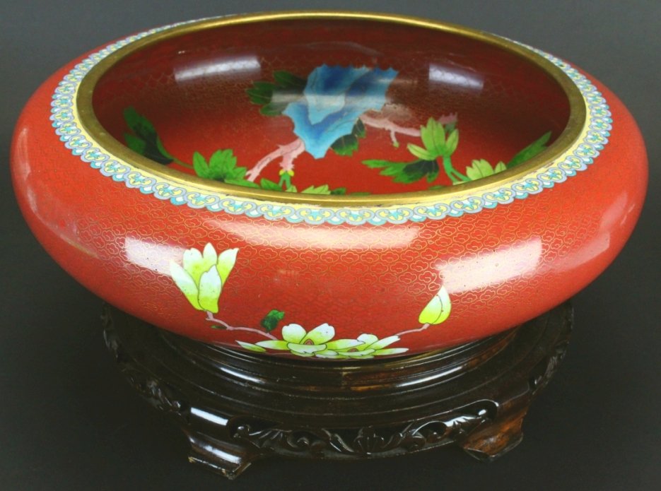 15" Jingfa Cloisonne Bowl and Stand, Chinese