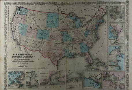Buy 1863 Johnson & Ward Map Of The United States -- Johnson's New ...