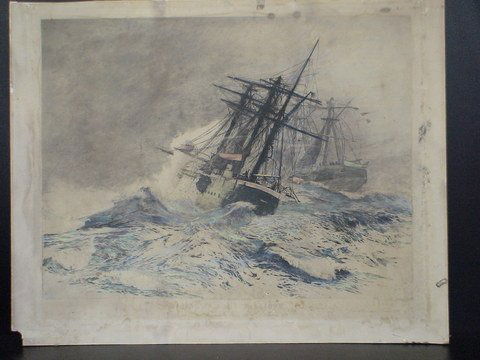 1285: Color print "Escape of H.M.S. Calliope" from Apia