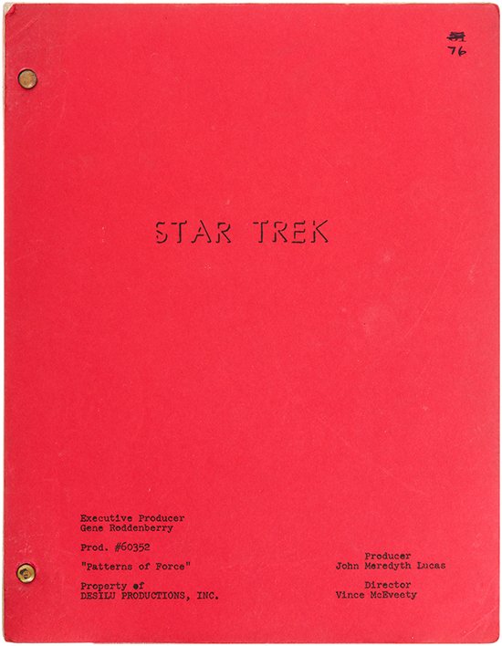 Star Trek: Tos Original "patterns Of Force" Script
