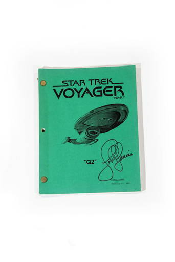 Voyager "q2" Script, Signed By John Delancie