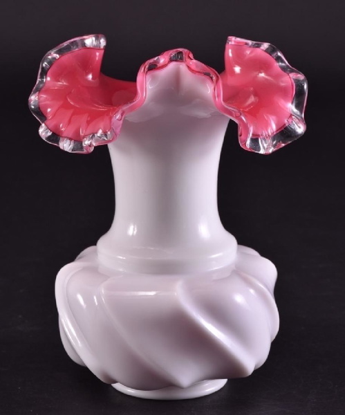 Fenton Silver Crest Cased Milkglass Vase