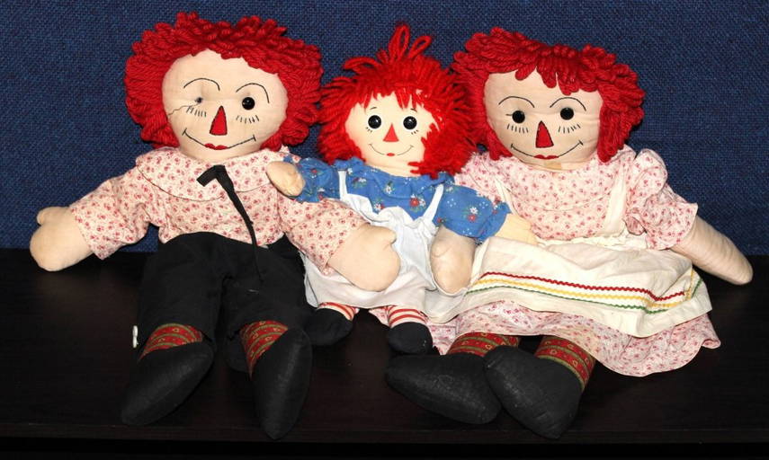 Pair Raggedy Ann & Andy Plus One Raggedy Ann