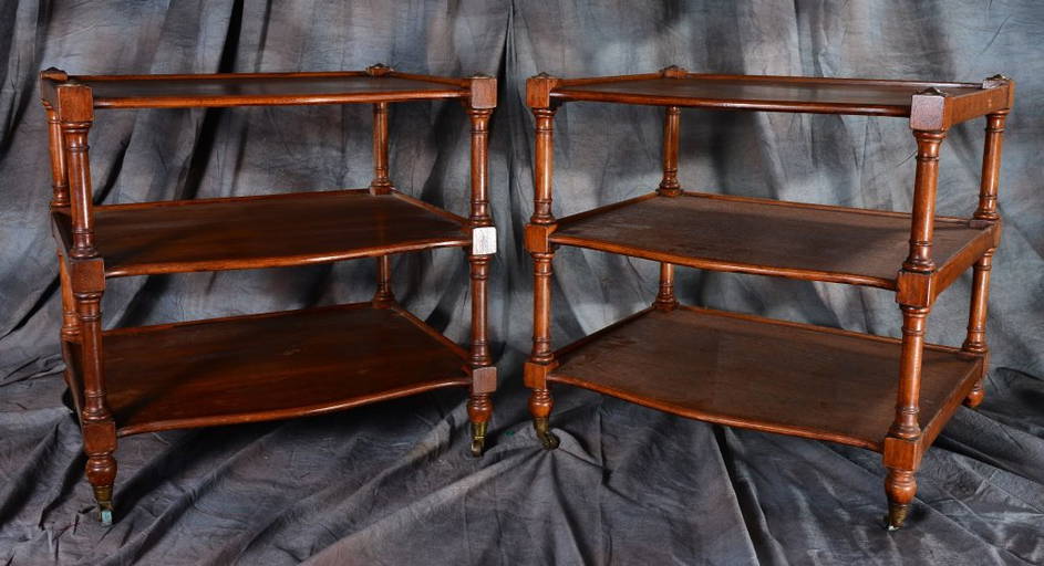 Pair Genuine Mahogany 2 Tier Tables
