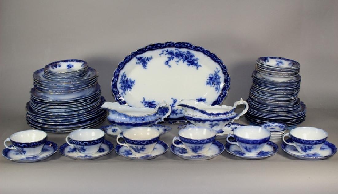 Stanley Pottery Co. "Touraine" Flow Blue Dinnerware