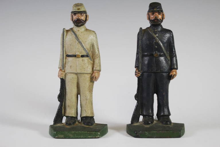 Civil War Soldier Cast Iron Bookends