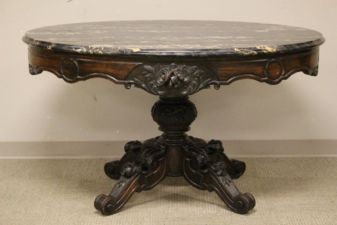Exceptional Belter Rosewood Marble Top Table