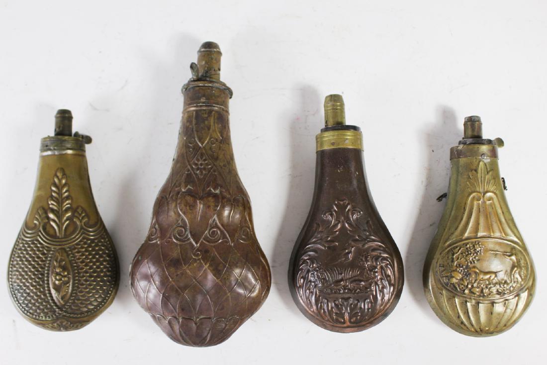 Four 19th Century Powder Flasks