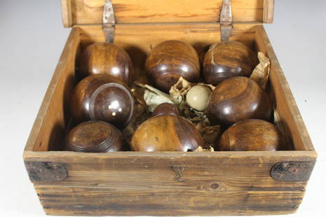 Antique English Bocce Ball Set