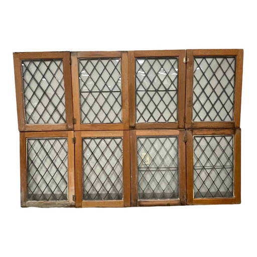 Eight (8) Diamond Pattern Leaded Glass Door Windows