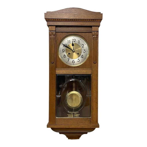 Carved German Oak Largo Gong Long Case Clock