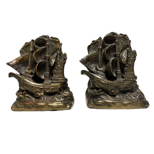 Pair Armor Bronze "invincible Armada 1588" Bookends 1925