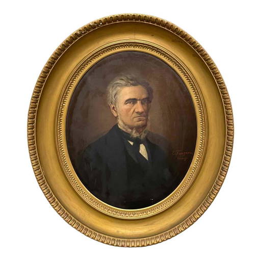 Enrico Fanfani (italian, 1824 1885) Oil On Canvas Portrait Painting