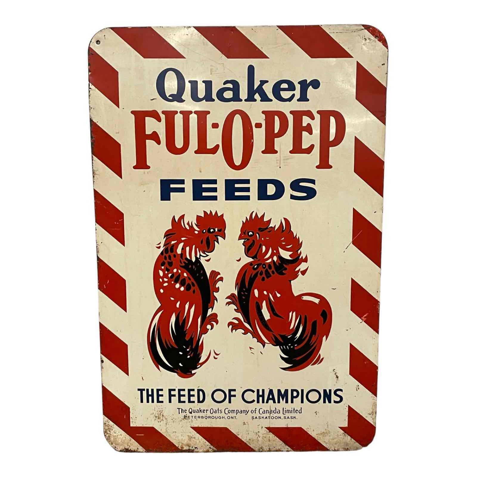 Early Quaker Ful-o-pep Feeds Advertising Ss Sign Auction