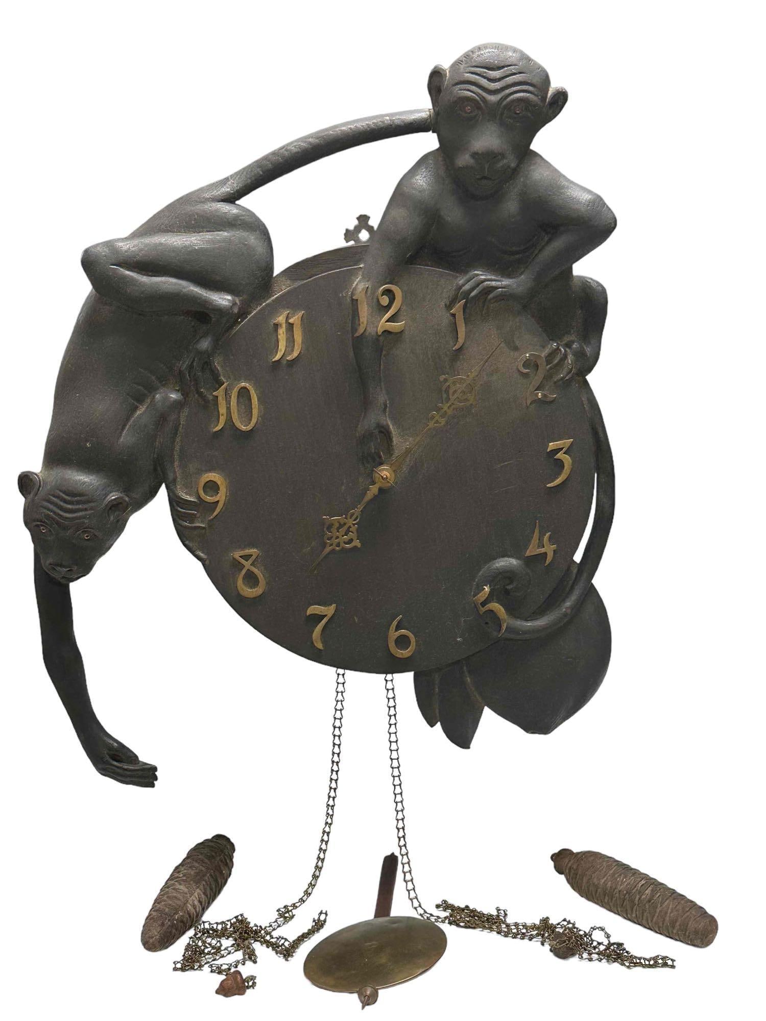 Rare Waterbury American Oak Monkey Wall Clock Auction