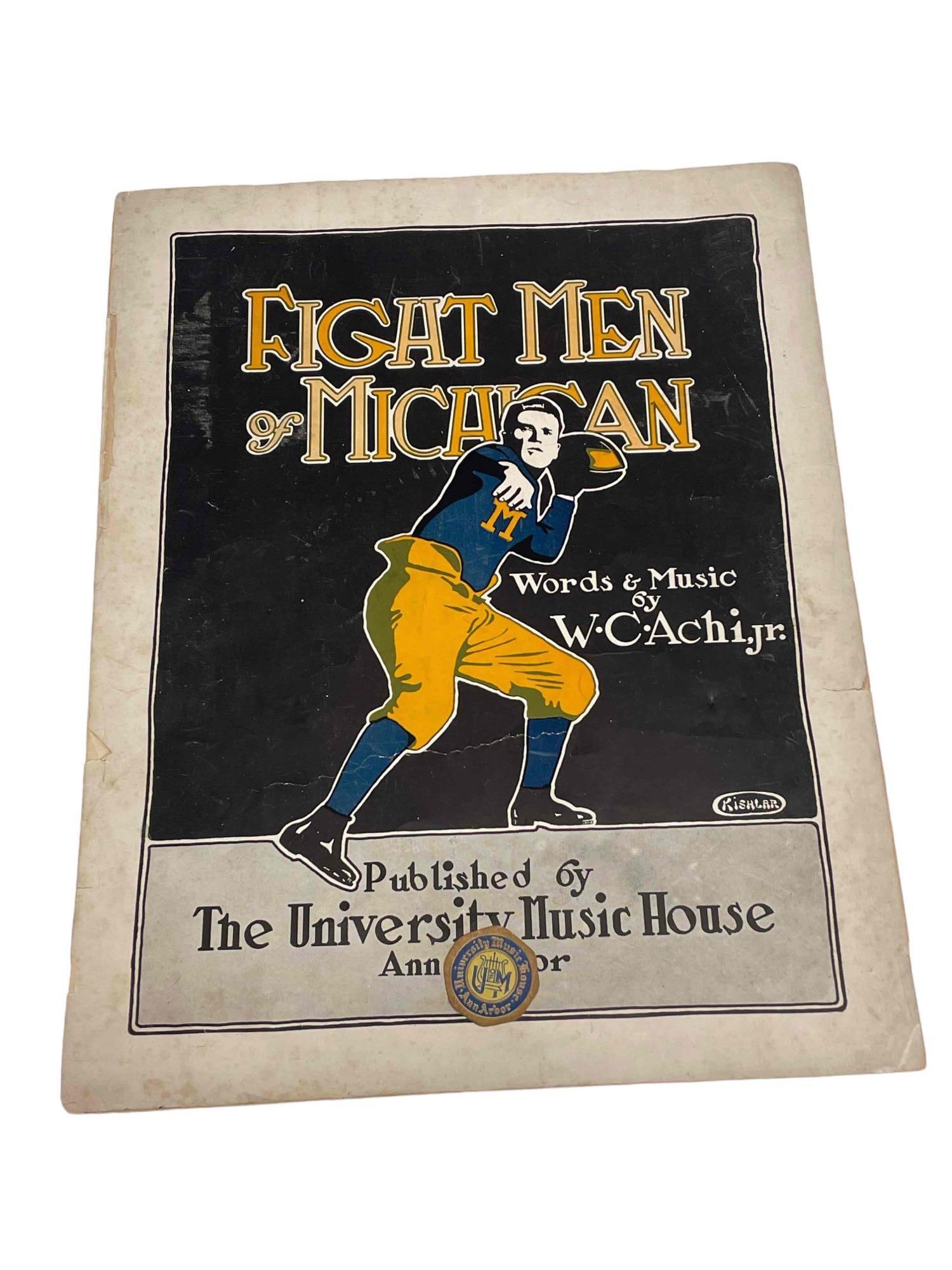 1915 Michigan Football Fight Song Sheet Music - Fight Men Of Michigan ...