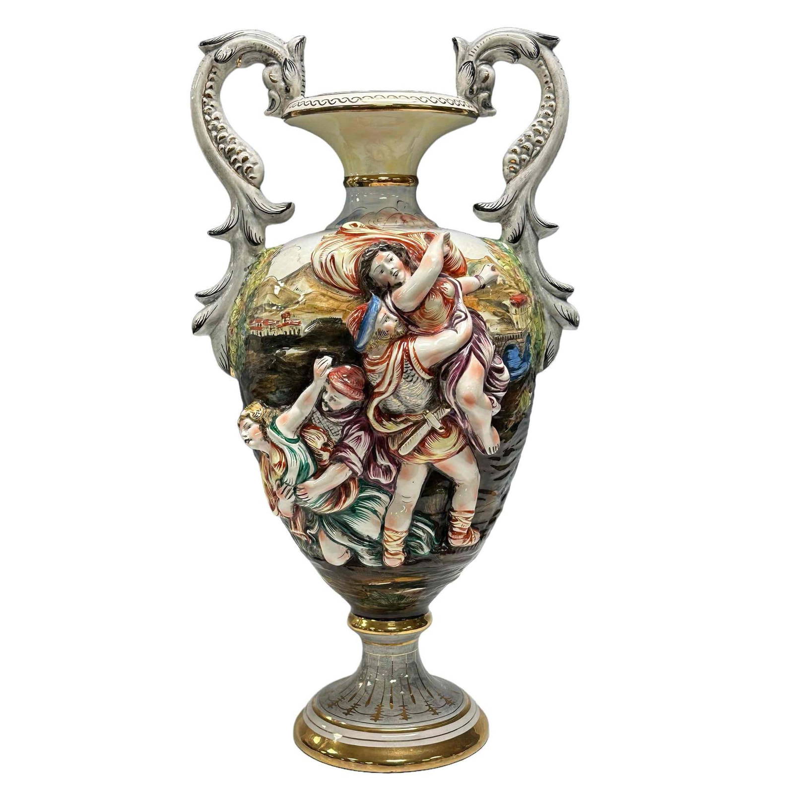 Italian Capodimonte Renaissance Style Urn Vase Auction