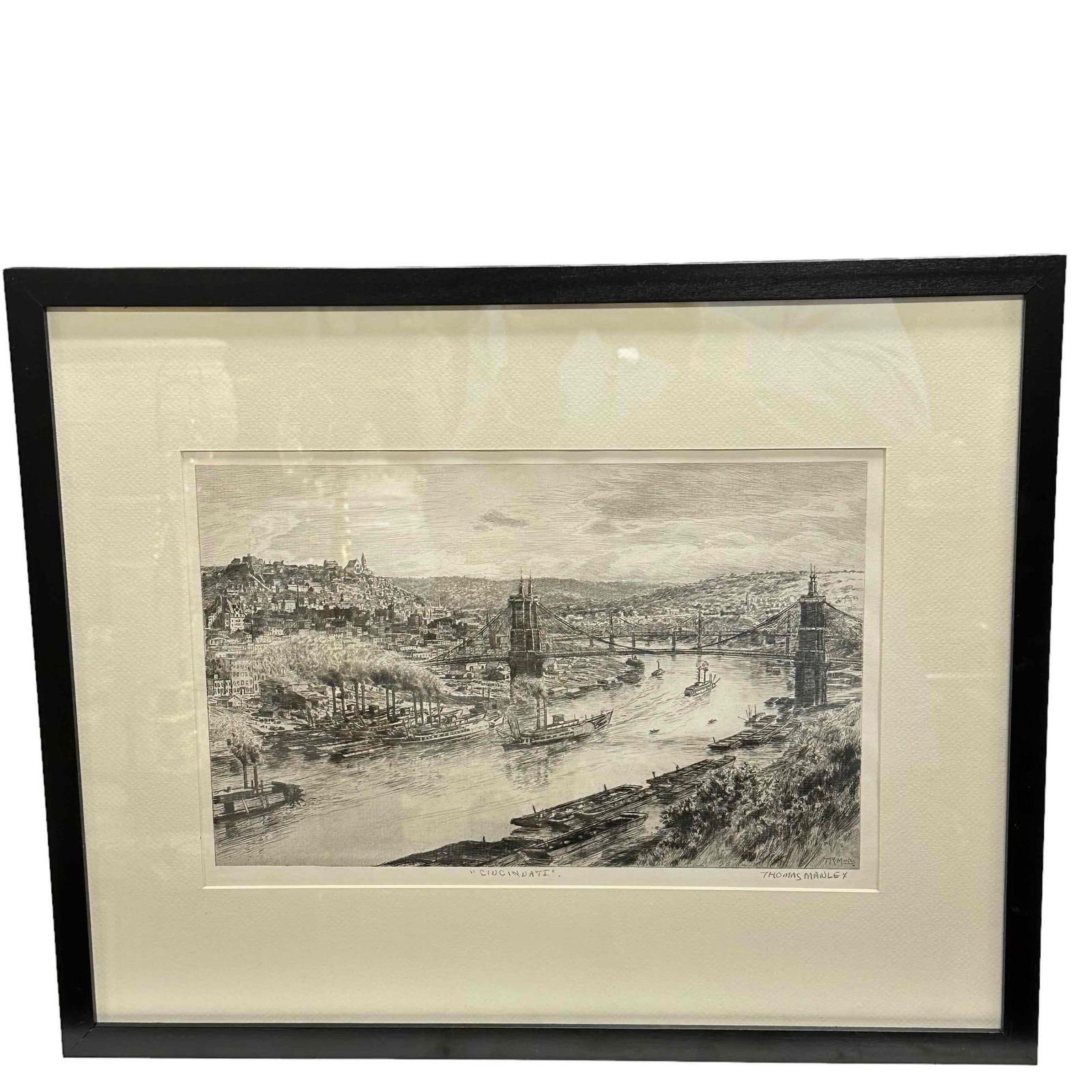 Thomas Manley "cincinnati" Dry Point Etching Auction