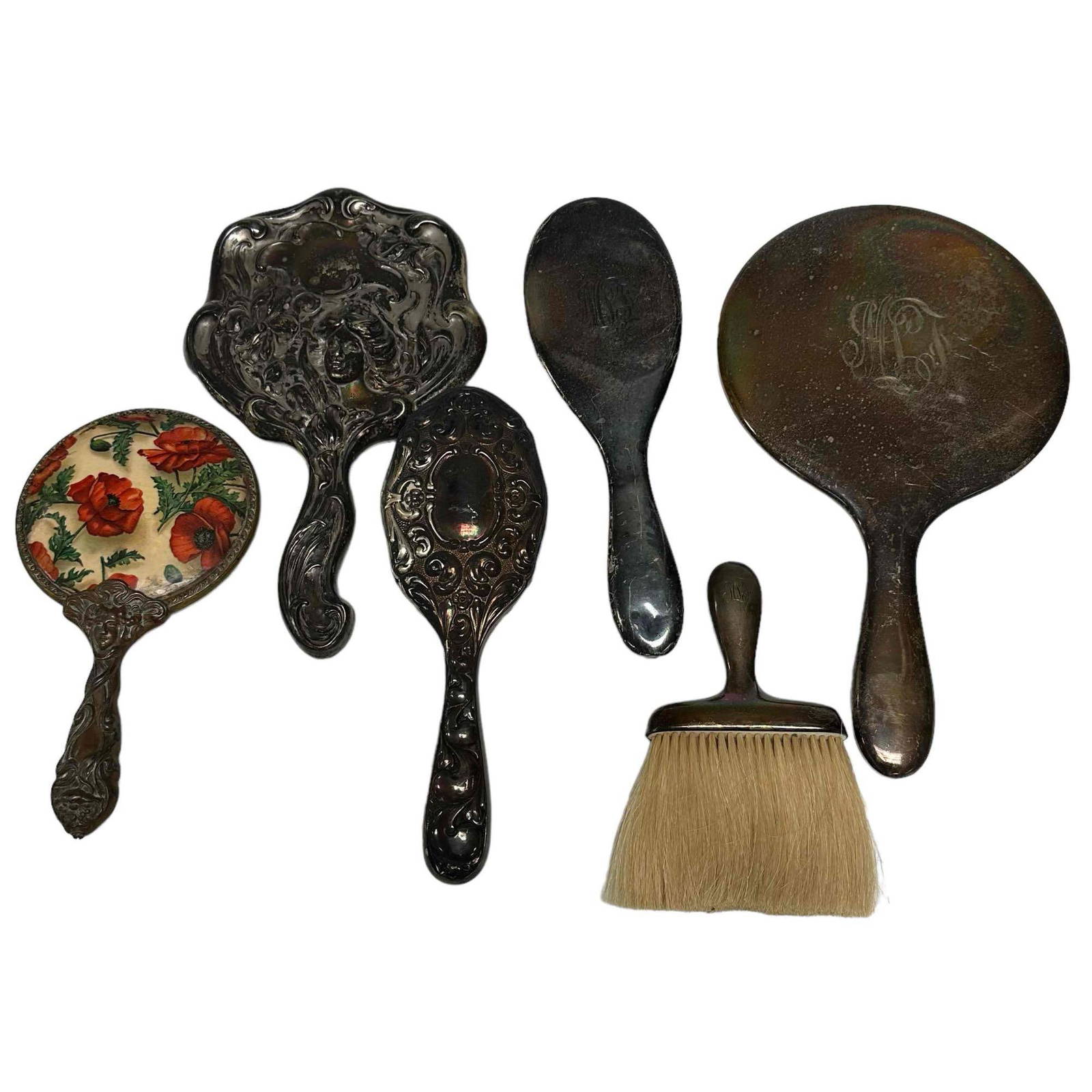 Ornate Group Of Ladies Vanity Brushes And Mirrors Auction